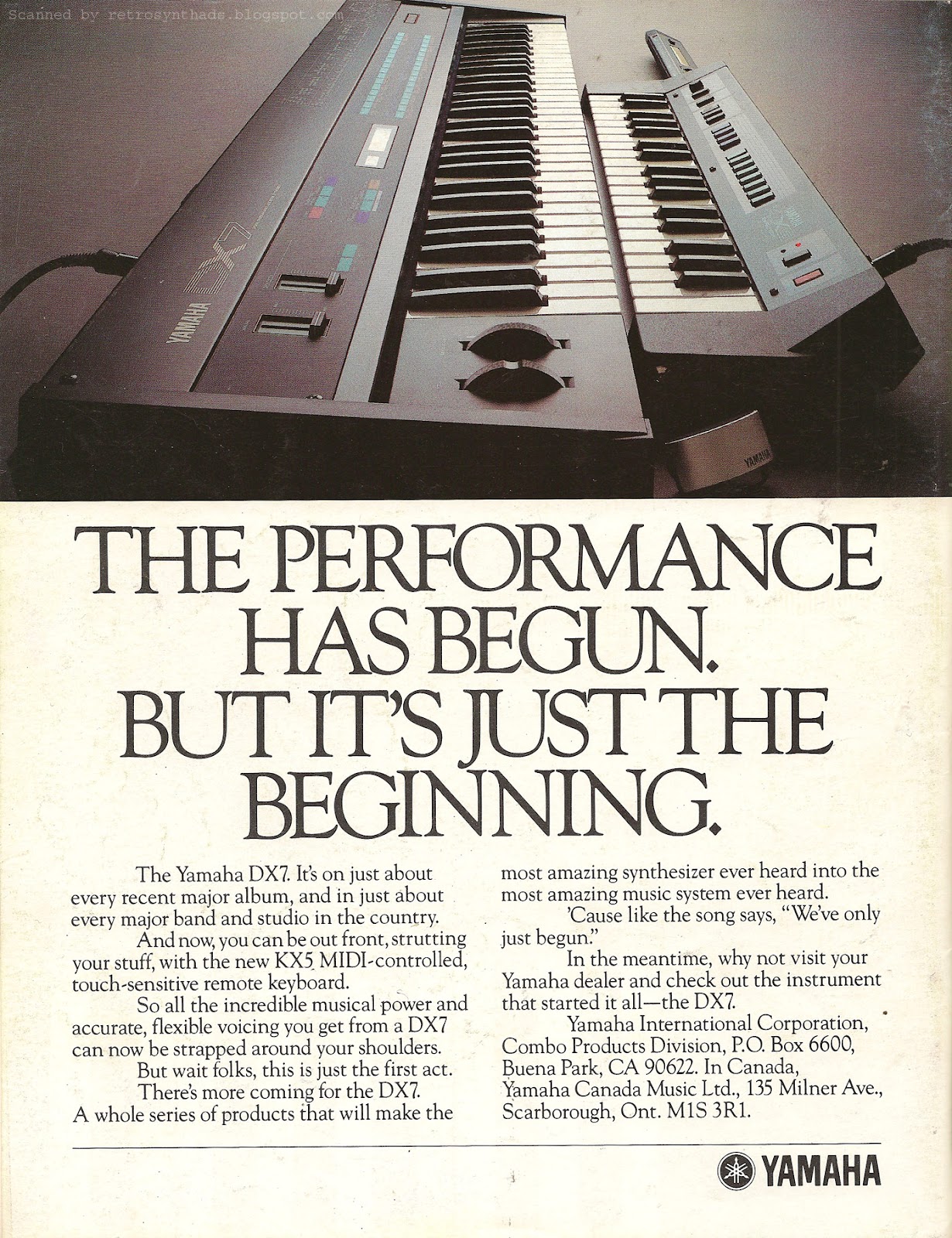 Retro Synth Ads: Yamaha "But it's just the beginning" DX7 and KX5 ad ...