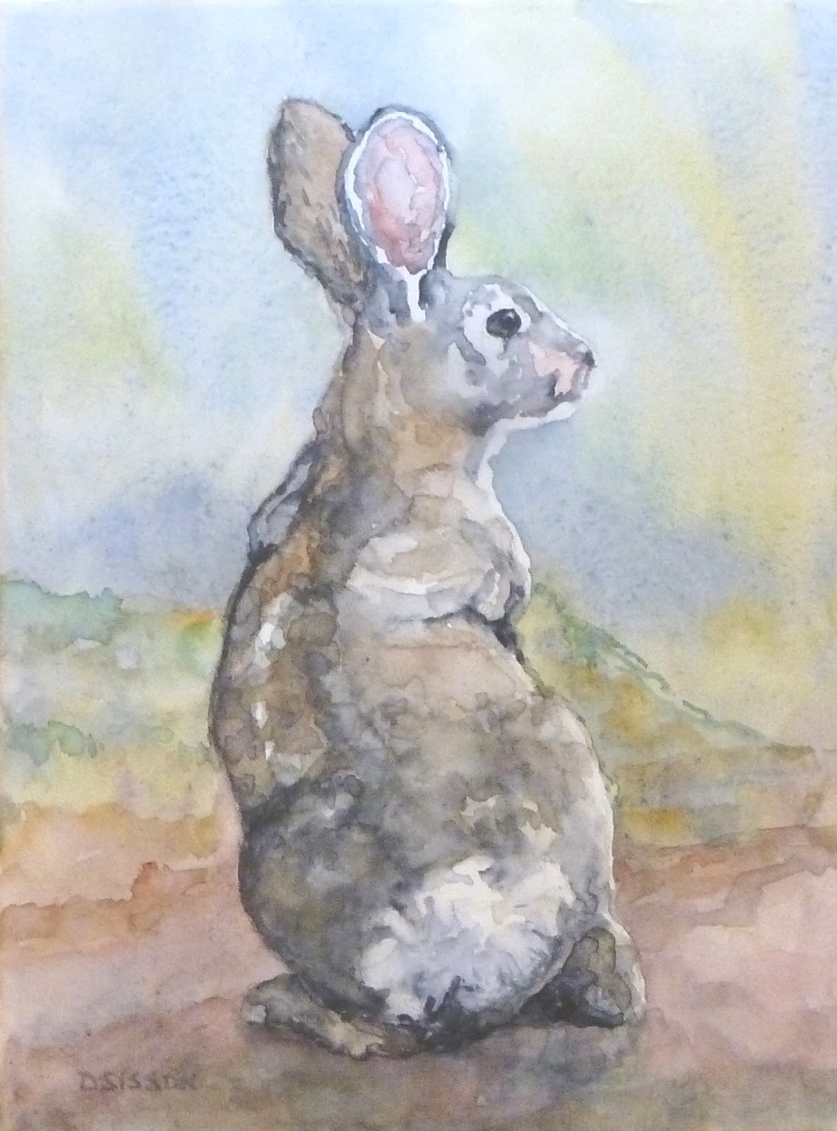 Daily Painting Projects: Rabbit Pose Rabbit Watercolor Animal Portrait ...