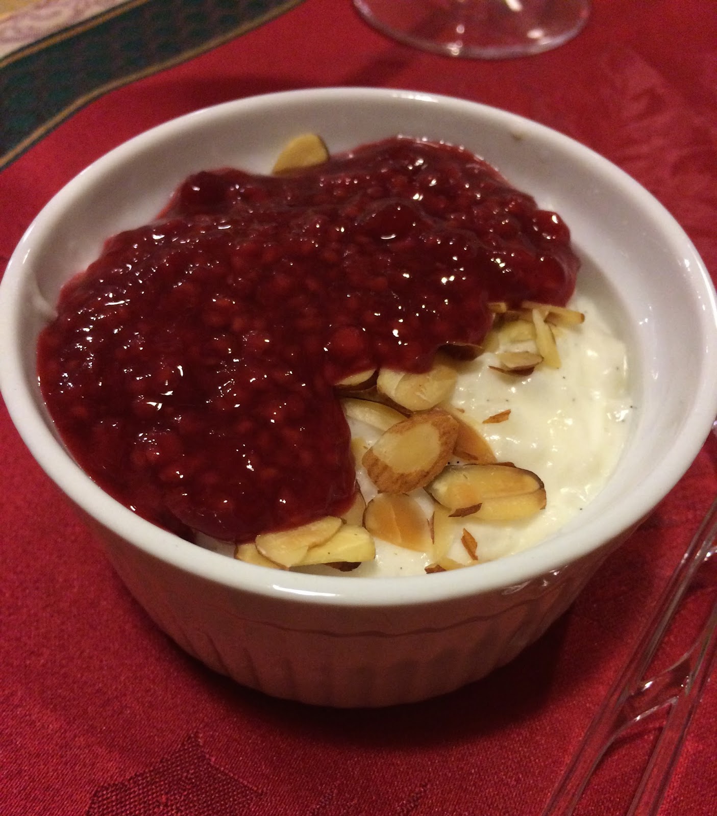 wisp + whim: Vanilla Rice Pudding with Raspberry Sauce