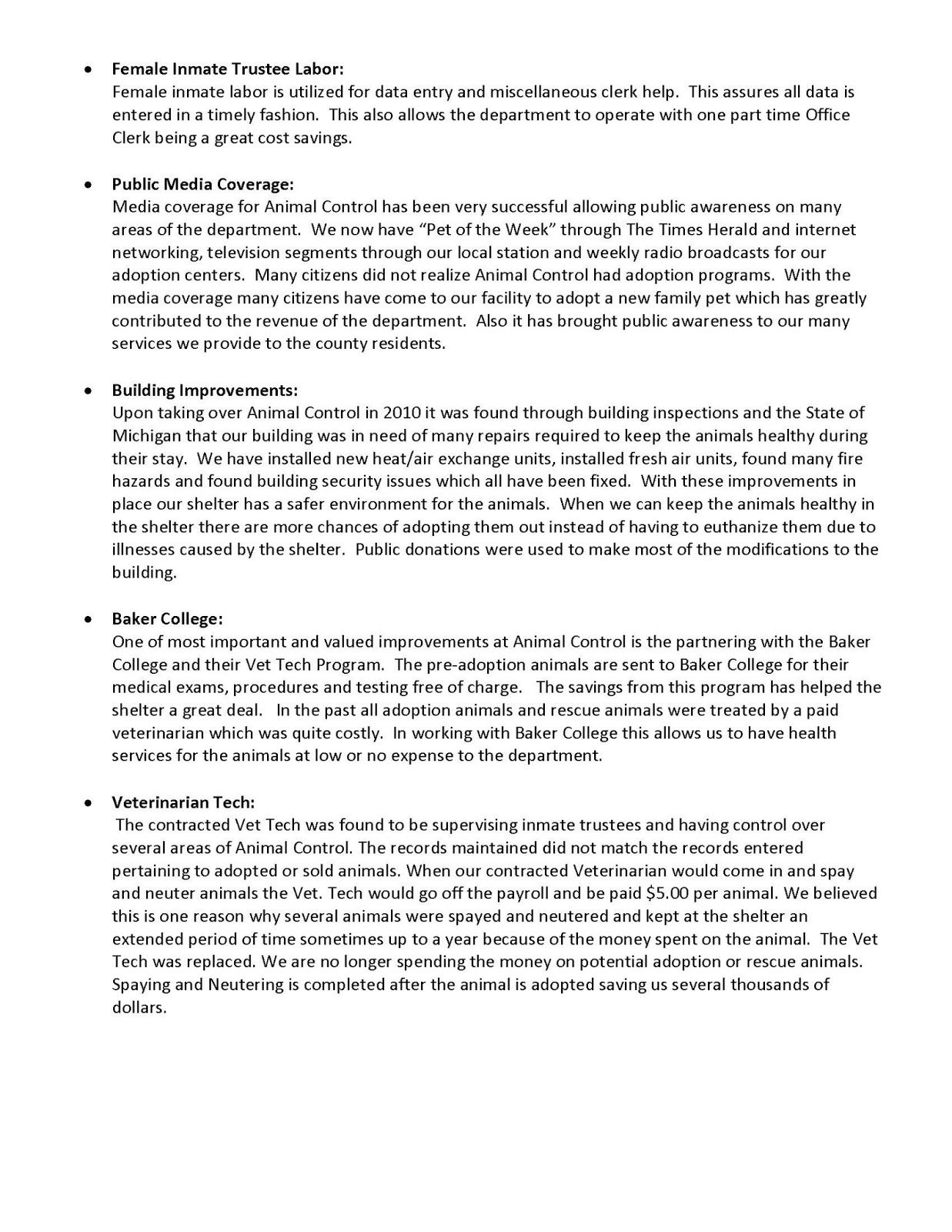 Animal Control Letter