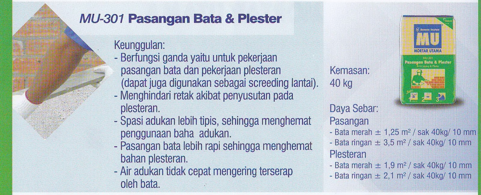 Mortar Utama 301 (MU-301) Plesteran & Pasangan Bata di Malang dan cara ...