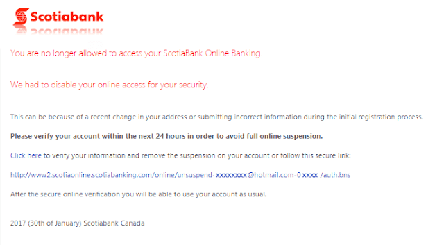 Metadata Consulting [dot] ca: Phishing Email - ScotiaBank Online Banking