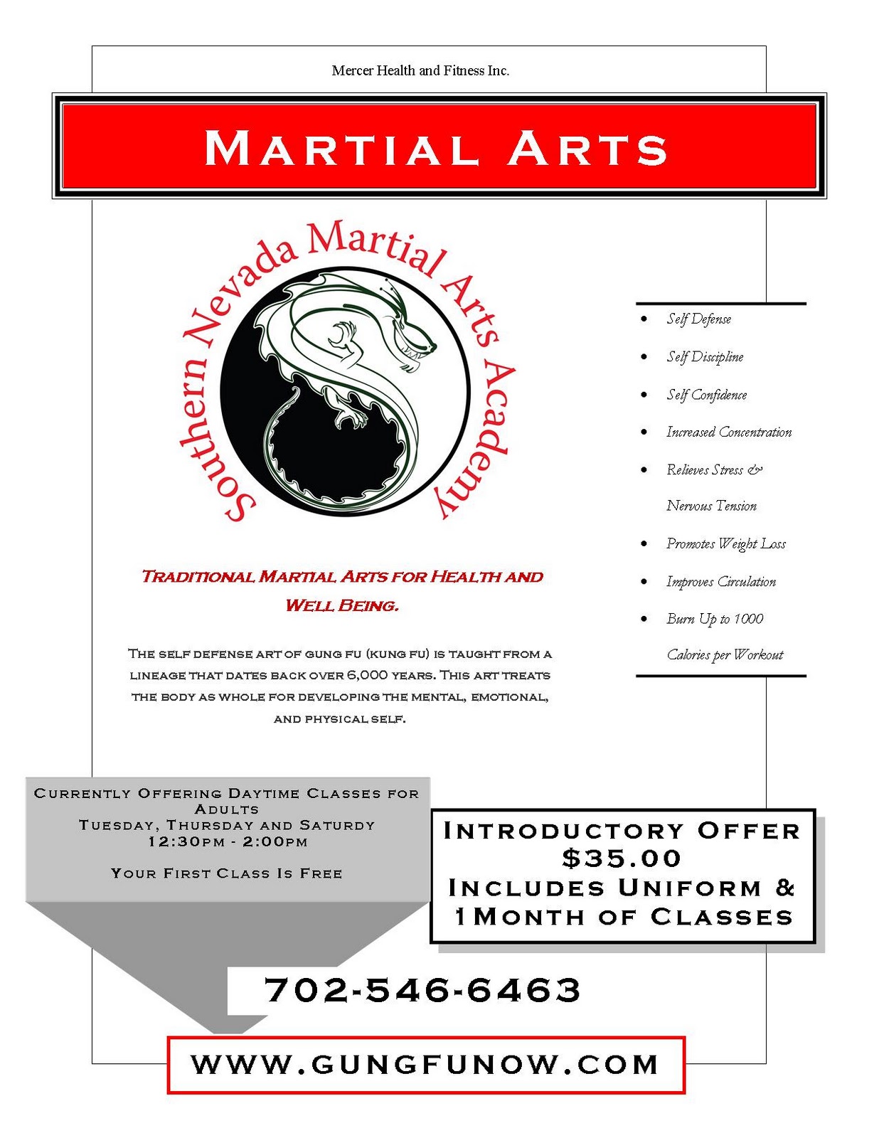 Mercer Health and Fitness Inc.: January 2012