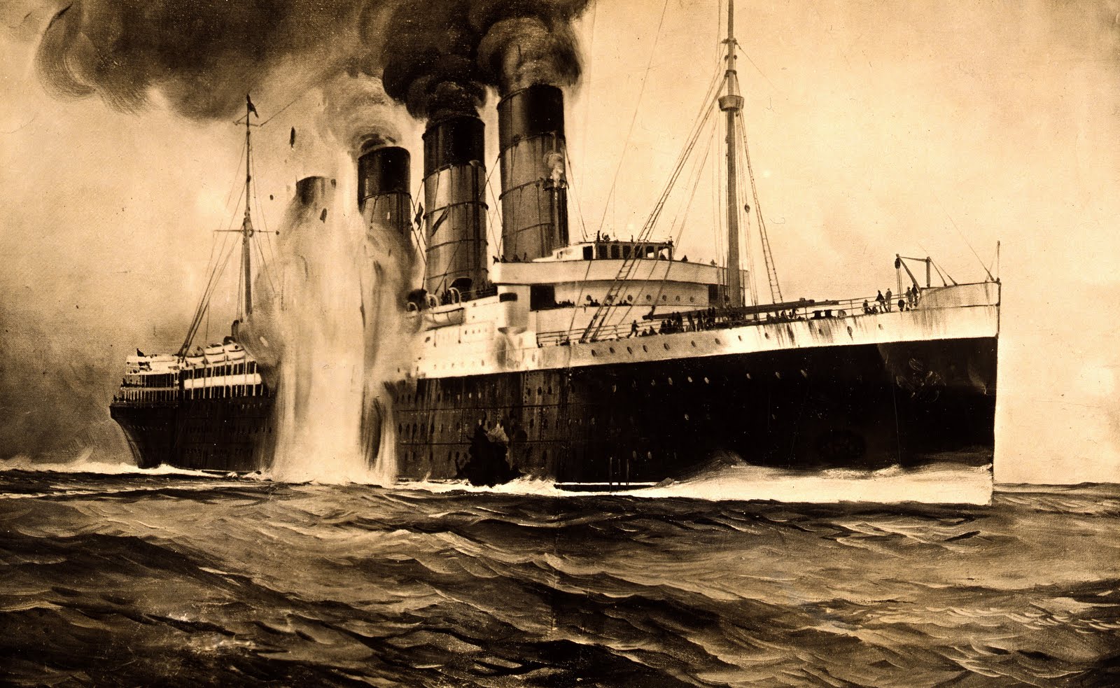 Rms Lusitania Hit By Torpedos Public Domain Clip Art Photos And Images
