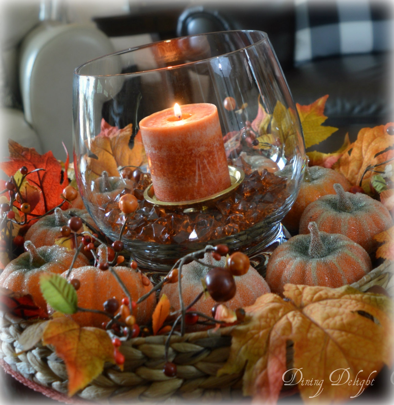 Dining Delight: Fall Coffee Table Centerpiece