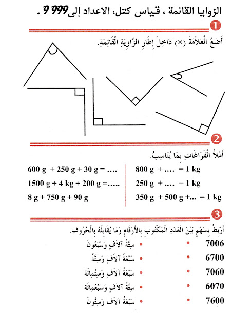تمارين الأسبوع الثاني من المقطع الثاني في مادة الرياضيات للسنة الثالثة
