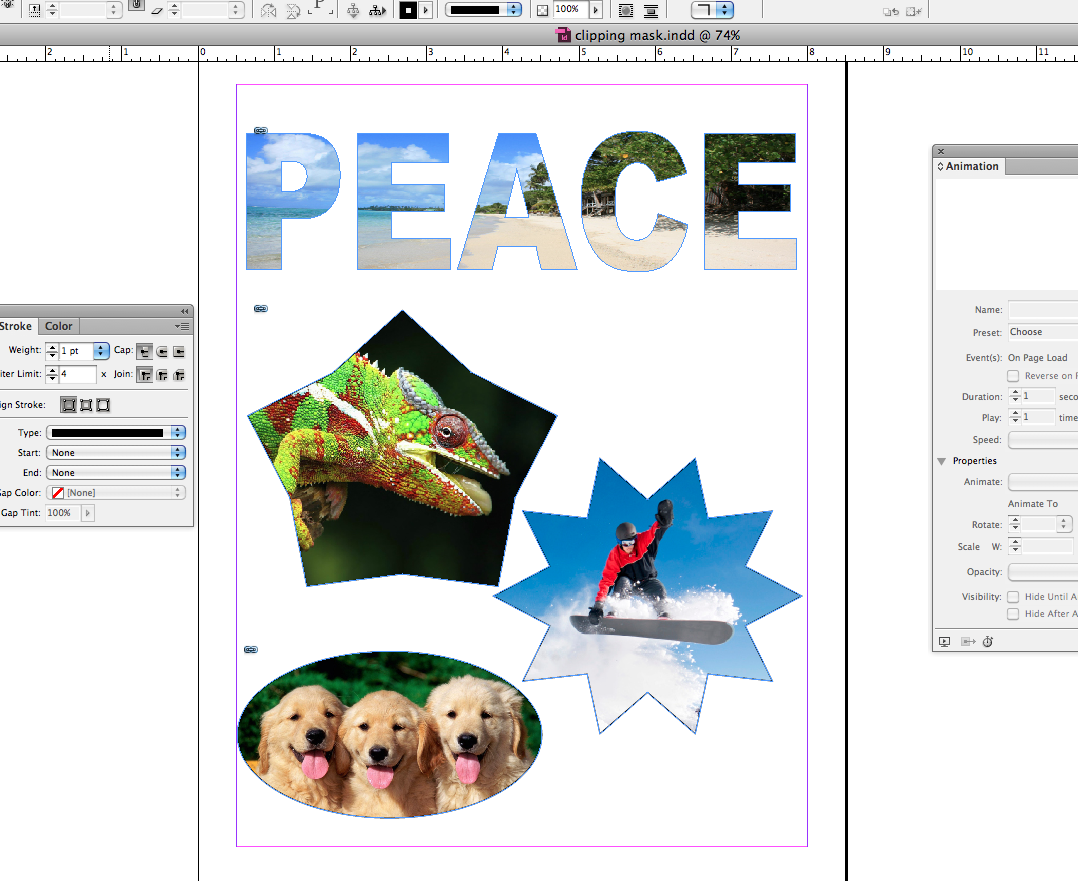 Caleb's Game Design Blog: Indesign Clipping Mask With Shapes and Words