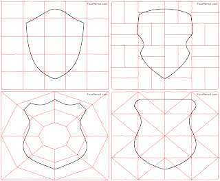 Four grid: Free printable Shield grid line drawing worksheet/activity ...
