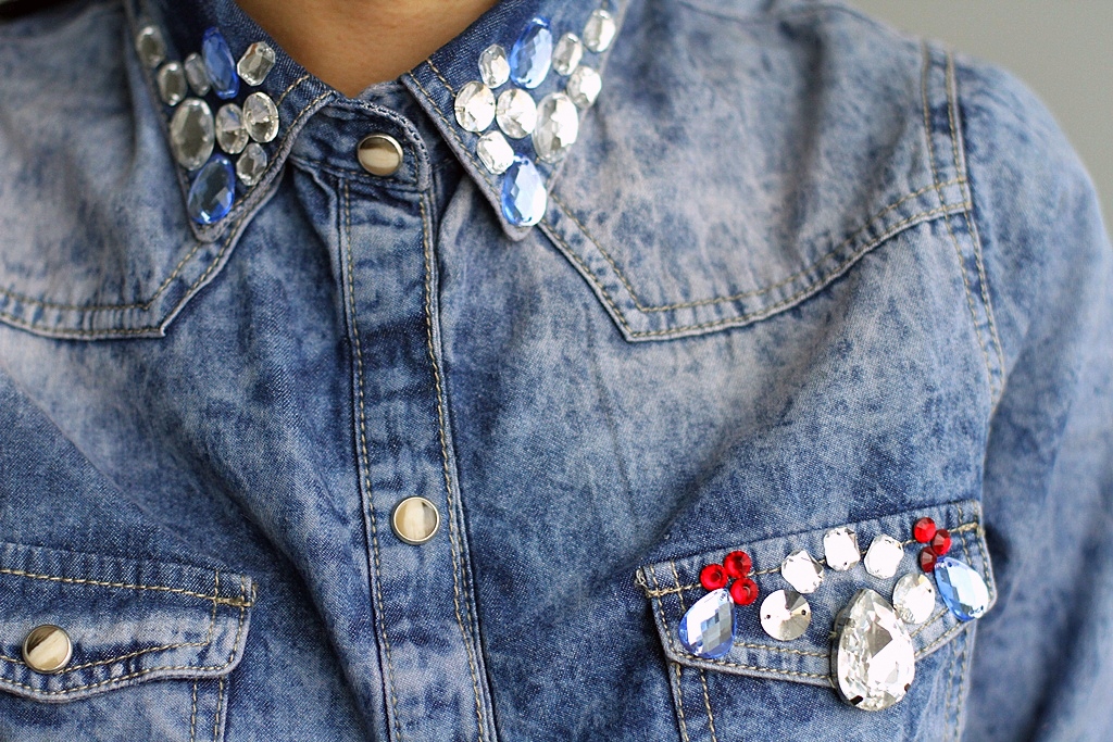 Li-DaLi: DIY Denim Shirt with rhinestones