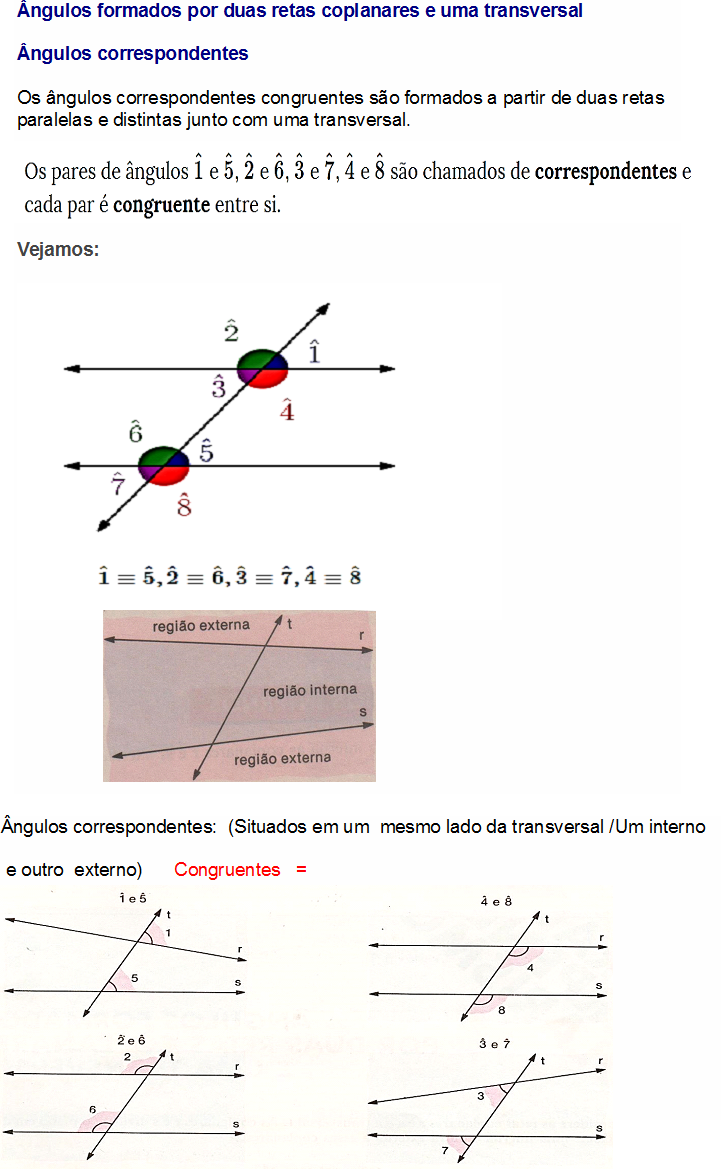 BEL CARDOZO: Ângulos Correspondentes e Ângulos formados por retas ...