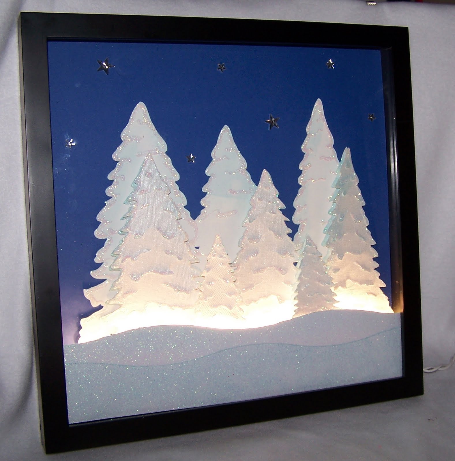 The Crafty Mermaid: Light Up framed Winter Scene