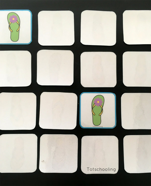 Flip Flops Printable Matching Games | Totschooling - Toddler, Preschool ...