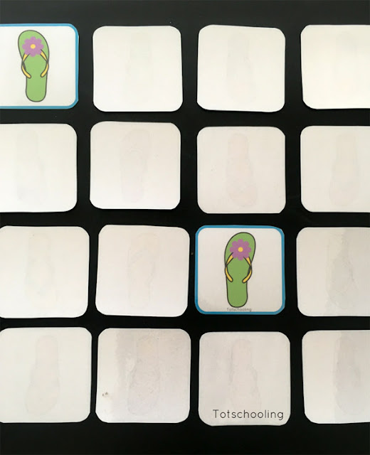 Flip Flops Printable Matching Games | Totschooling - Toddler, Preschool ...