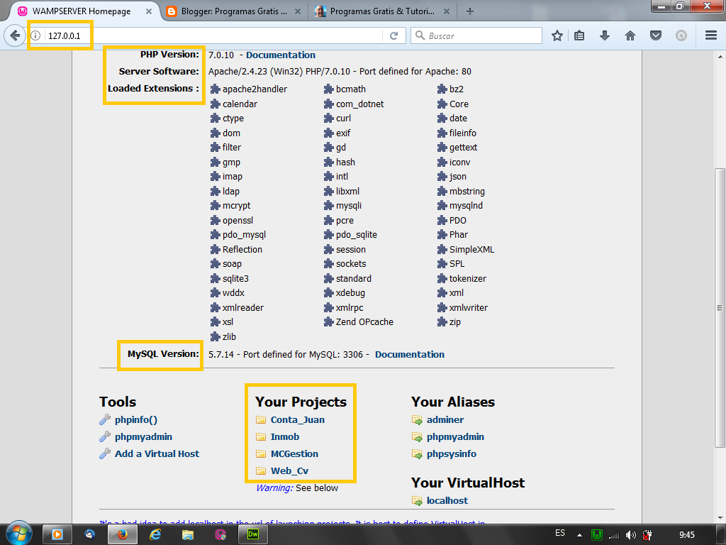 Juan M. Barrós Pazos: WapmServer Your Projects & LocalHost 127.0.0.1