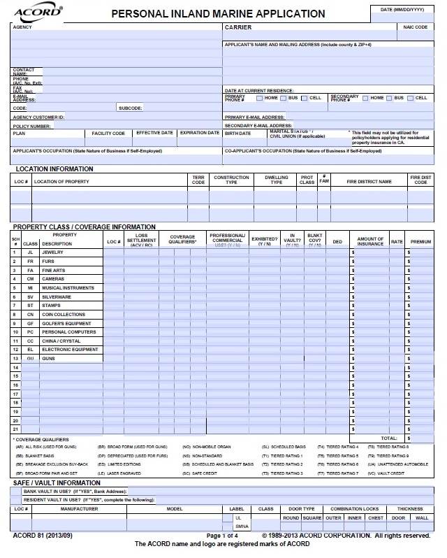 Simply-Easier-ACORD-Forms: ACORD 81 Instructions Table of Contents ...