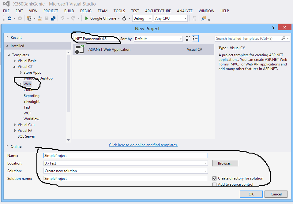 How to Create a Project in asp.net C#
