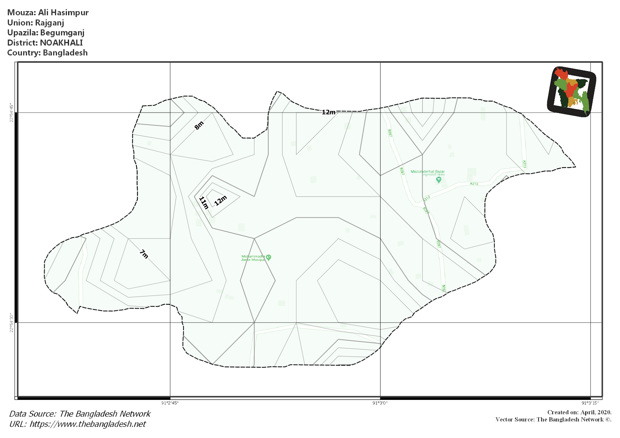 Map of Ali Hasimpur Mouza, Begumganj, Noakhali