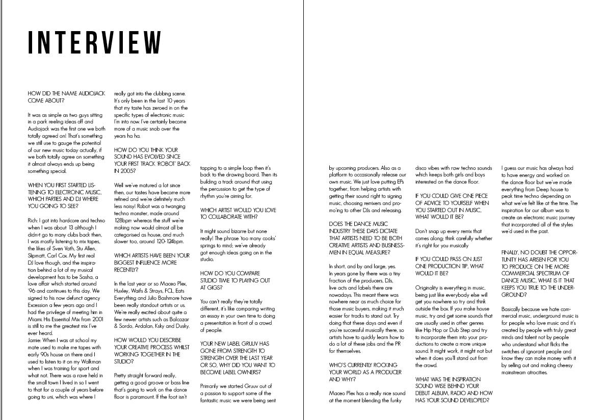 Design Practice Year 3: Audiojack // Interview Layouts