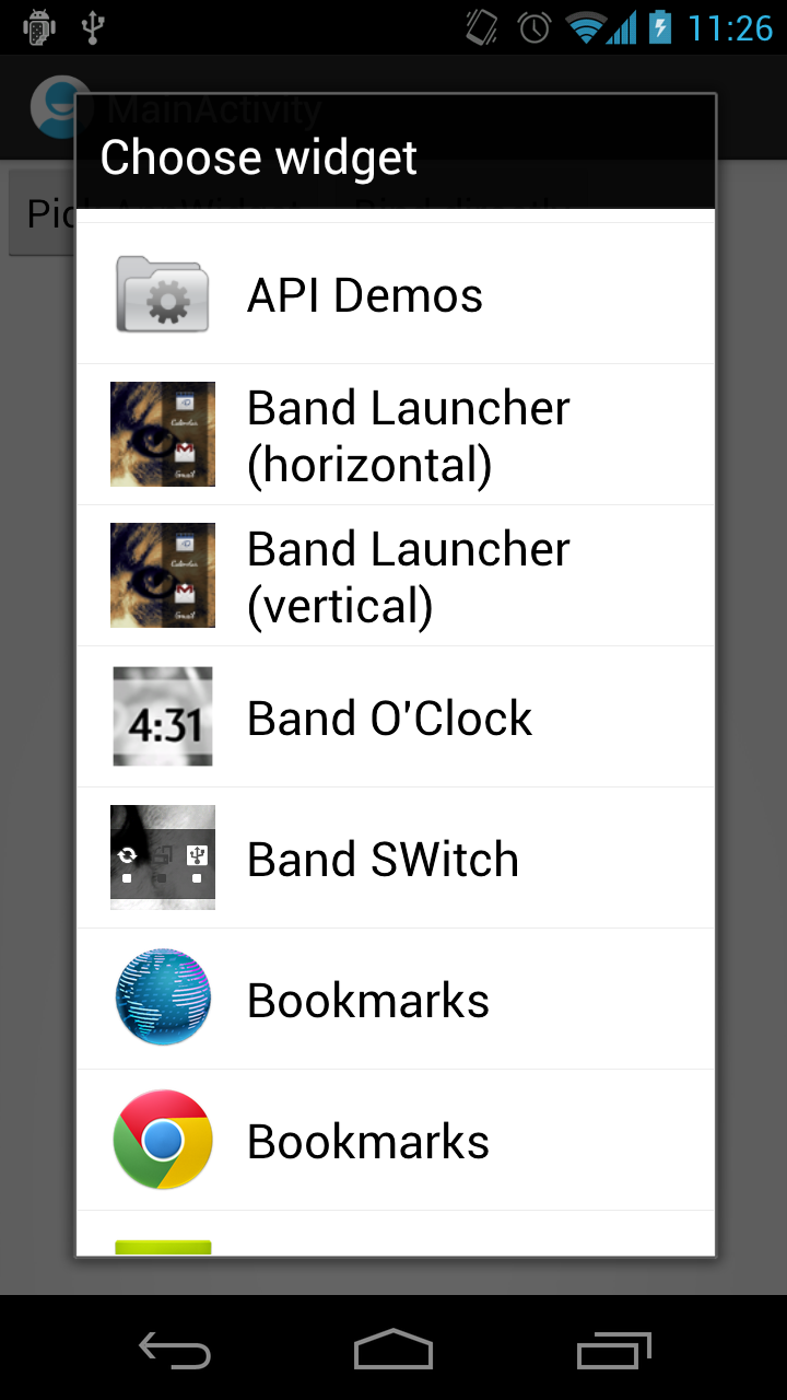Y.A.M の 雑記帳: Android 3rd party のランチャーで直接 AppWidget を bind する