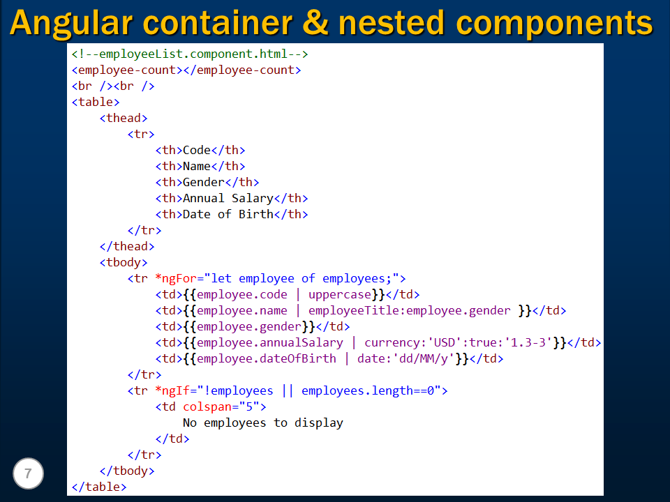 Sql server, .net and c# video tutorial: Angular 2 container and nested ...