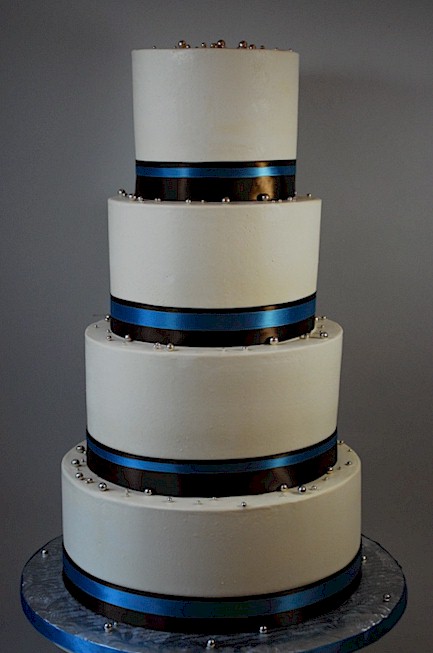 Cup a Dee Cakes Blog: Brown and Blue Ribbon Wedding Cake