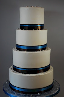 Cup a Dee Cakes Blog: Brown and Blue Ribbon Wedding Cake