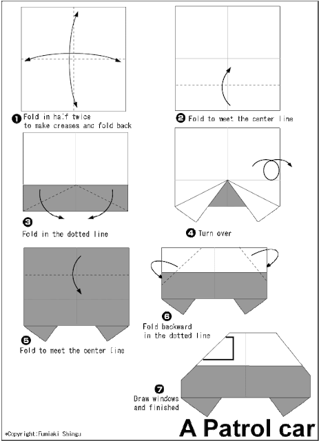 Patrol car - Easy Origami instructions For Kids