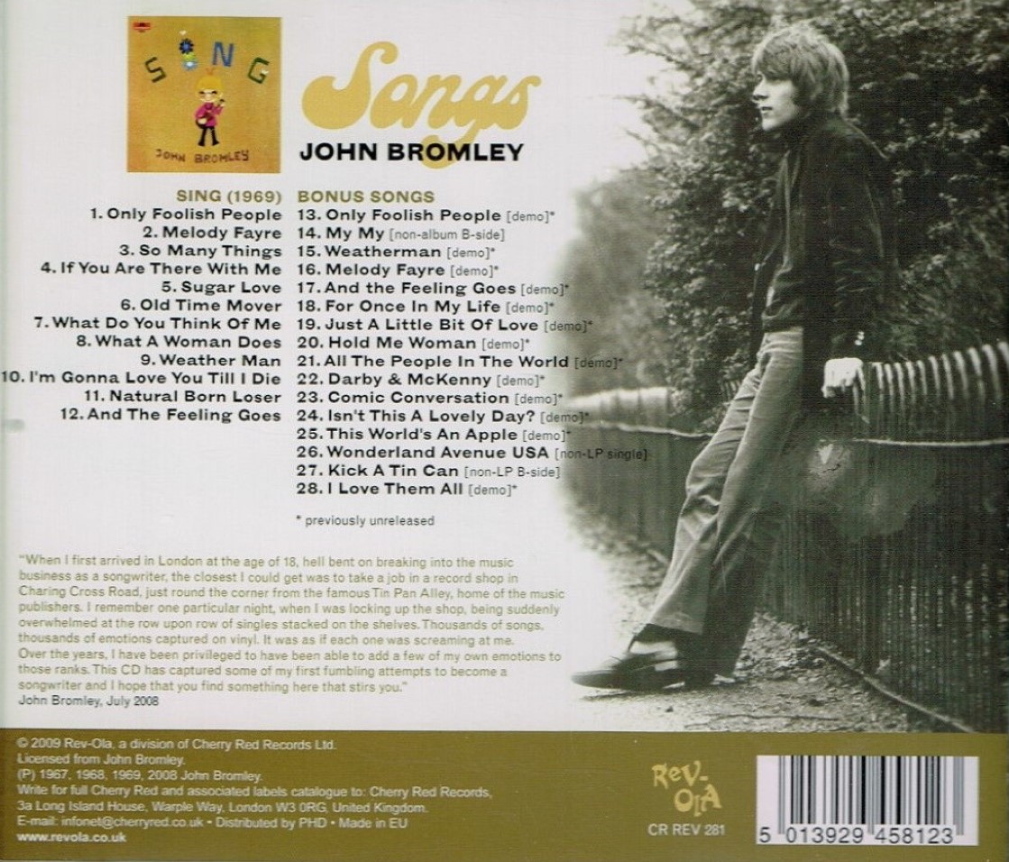 Pop On The Run: '60s Psychedelic/Baroque Pop: John Bromley - Songs 1969 ...