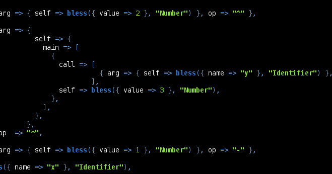 Parsing and code generation