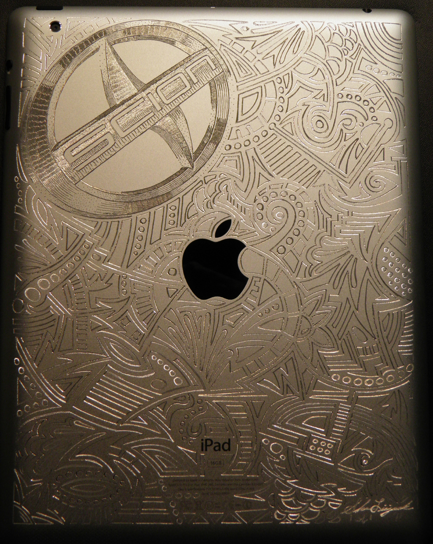 Exotic Engravings: #1 of 12 (Hand Engraved iPad 2) Sharpie Style Design