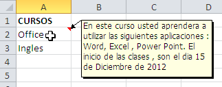 Como utilizar Excel: Comentarios en Excel