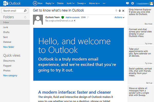 Hotmail39s Redesign Microsoft Goes All In On Metro