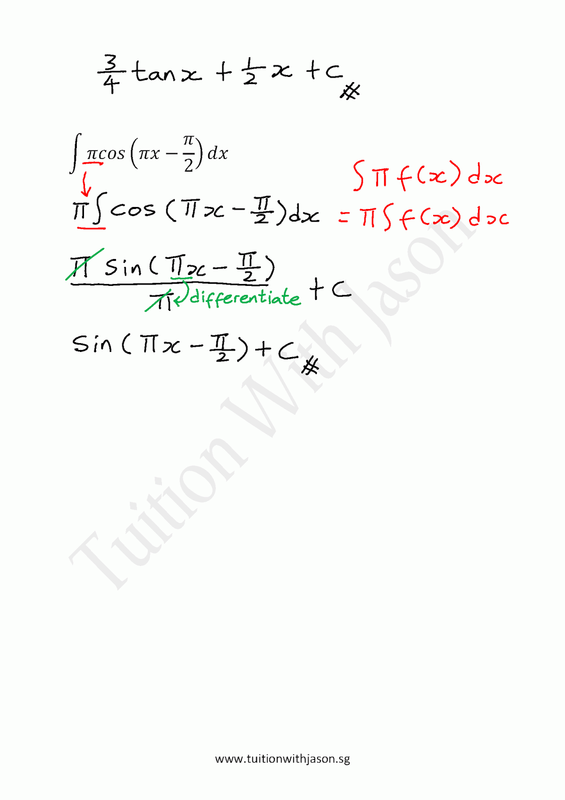 A-Math - Integration - Integration of Trigonometry | Singapore ...