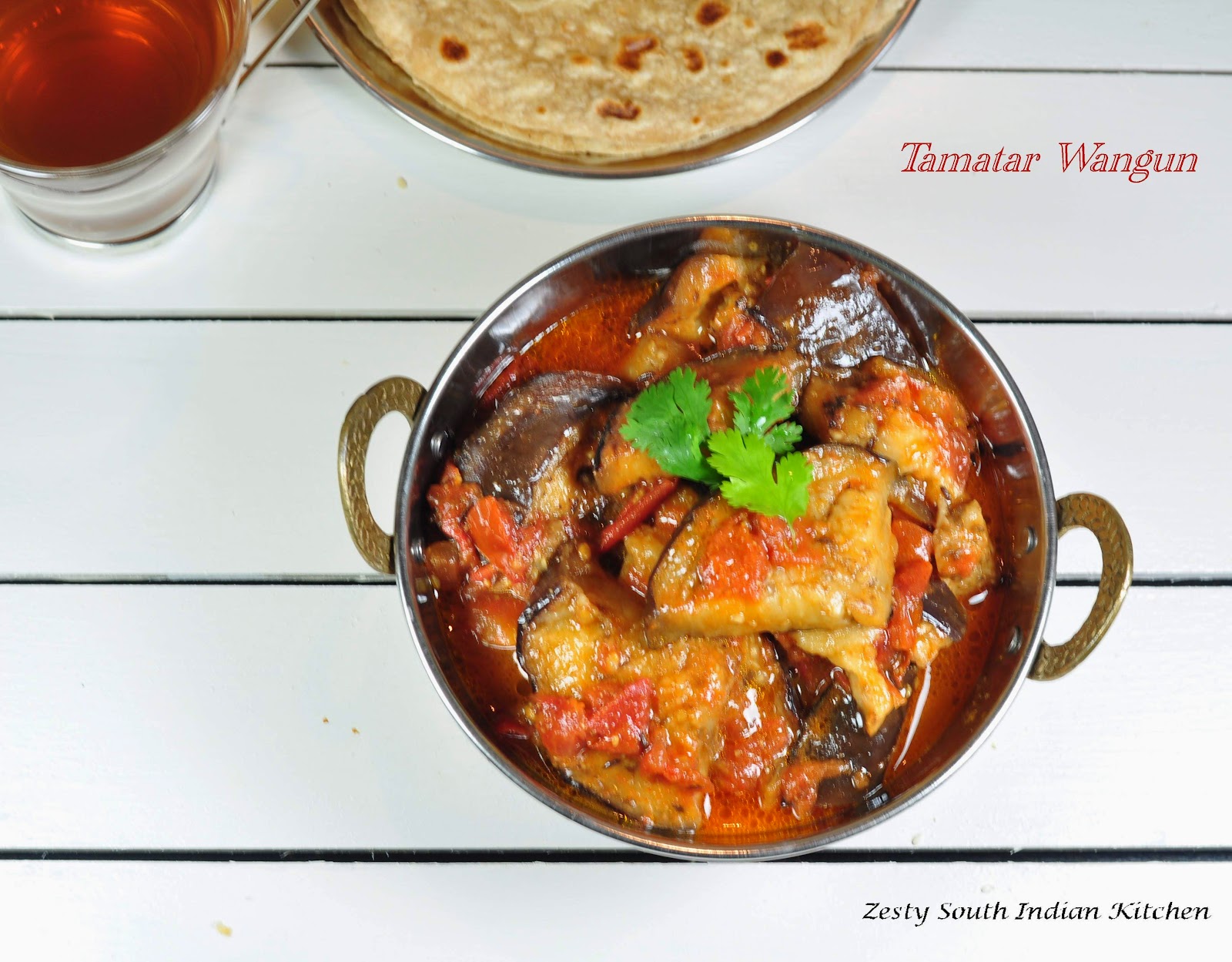 Tamatar Wangun (Tamatar baingan) Eggplant cooked in tomato gravy ...