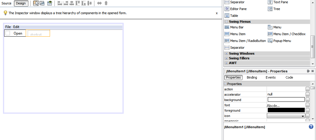 Membuat Menu Pada Netbeans