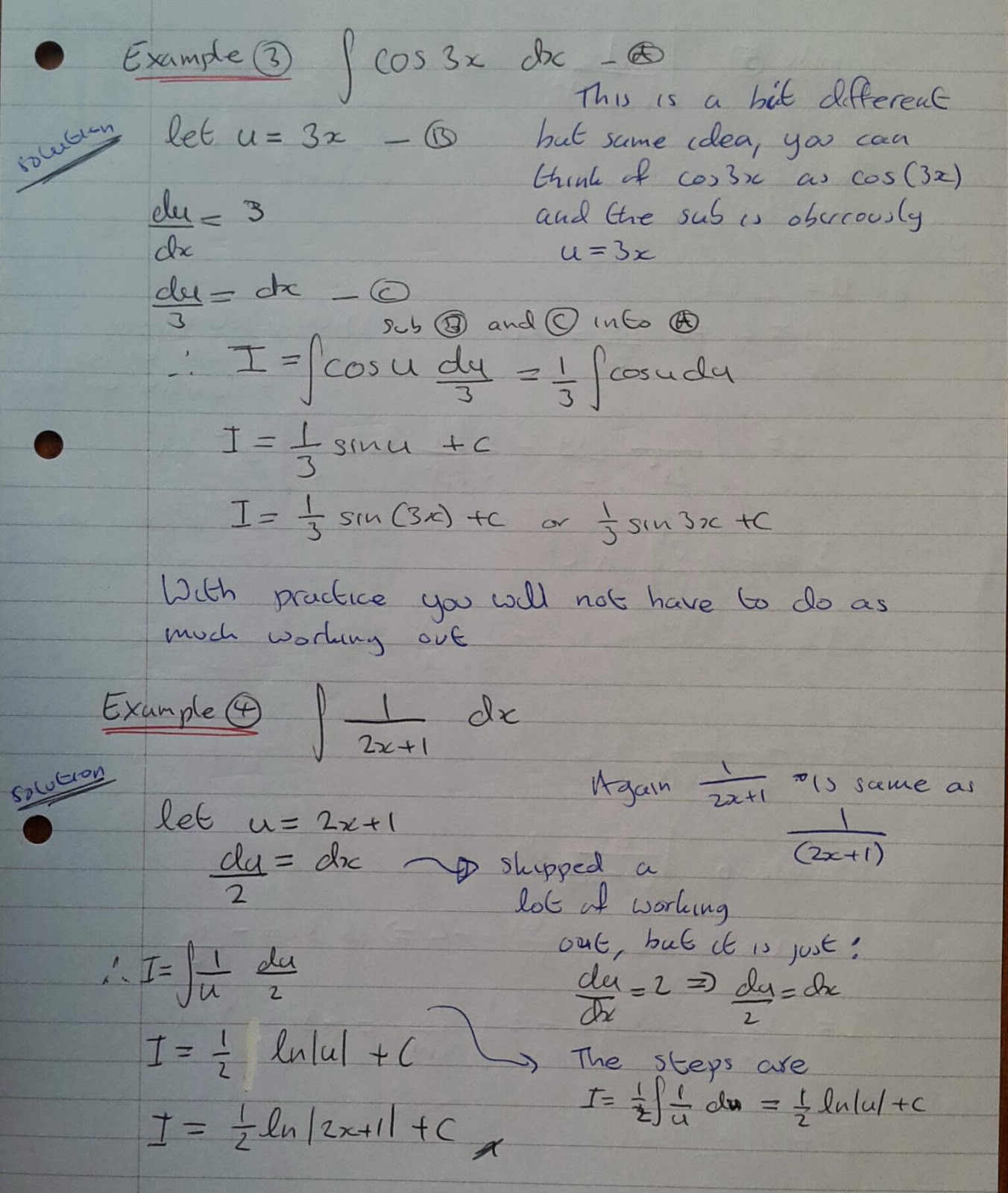 A Level Maths Notes: A2 Integration II: Substitution - function of a ...