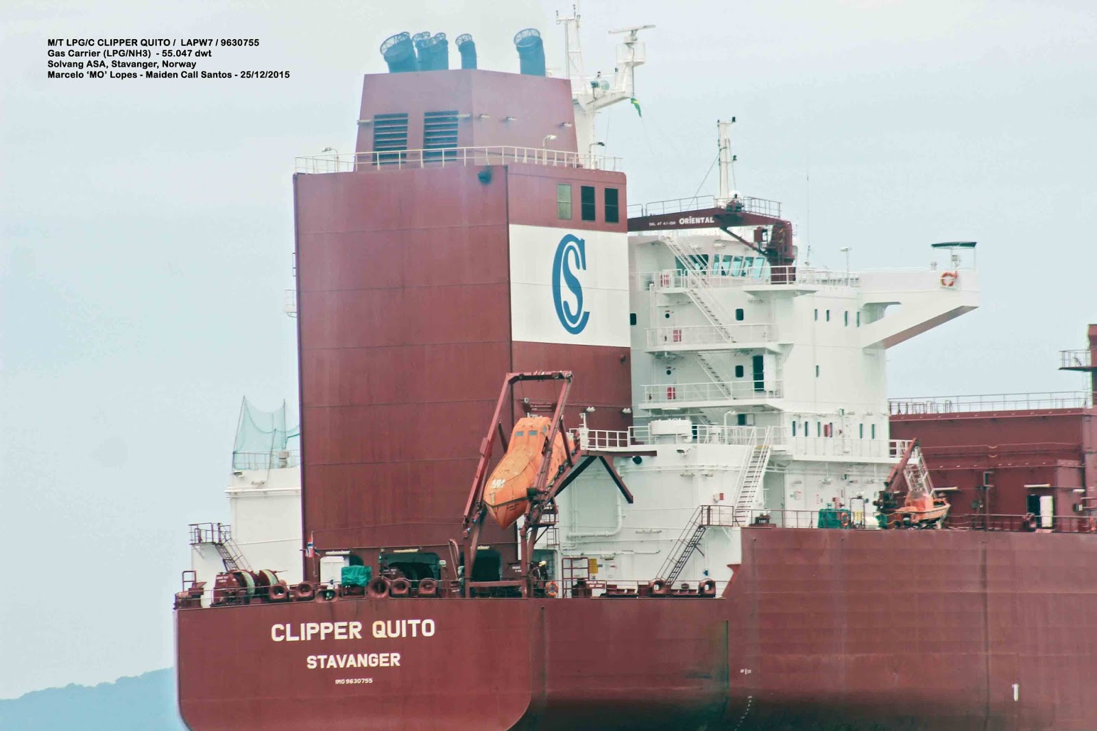 Santos Shiplovers: M/T LPG/C Clipper Quito / LAPW7 - Maiden Call Santos