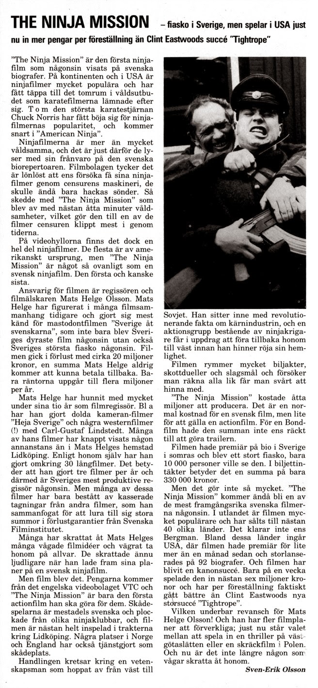 Farbror Punk minns sitt 80-tal: Saxat ur Film & Video - The Ninja mission