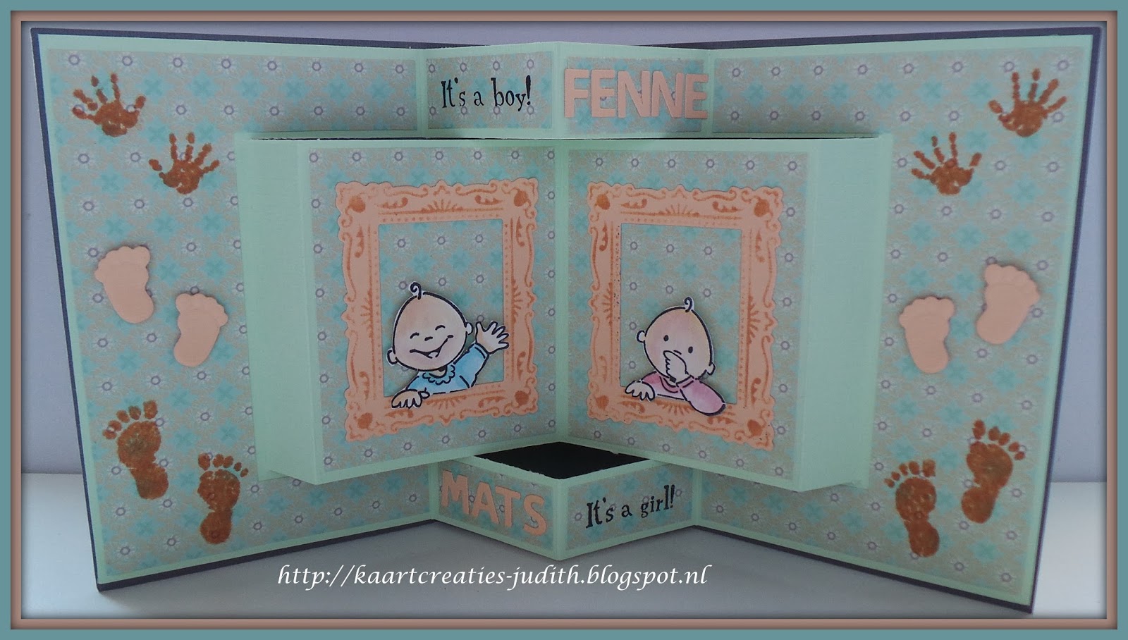 Kaarten en Creaties van Judith: Tweeling geboren...Mats & Fenne