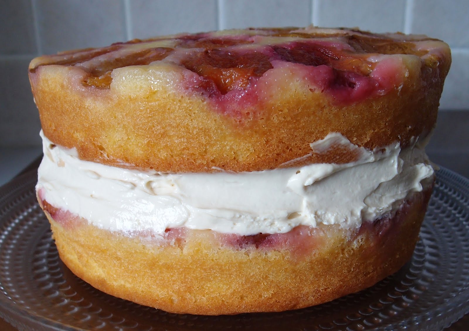 The Caked Crusader: Damson sponge sandwich with cheesecake filling