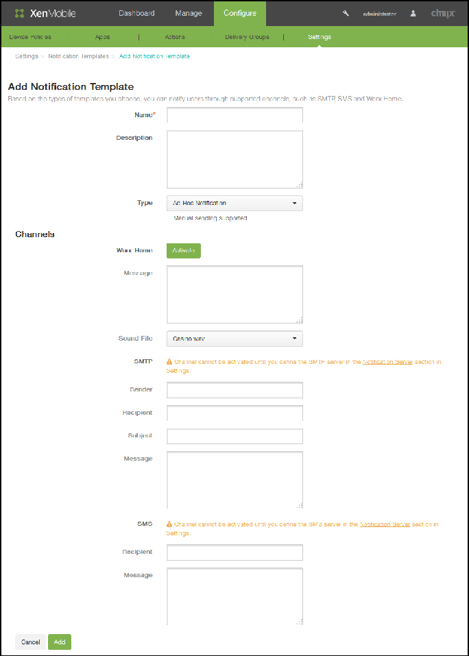 Citrix XenMobile Guide: Creating and Updating Notification Templates