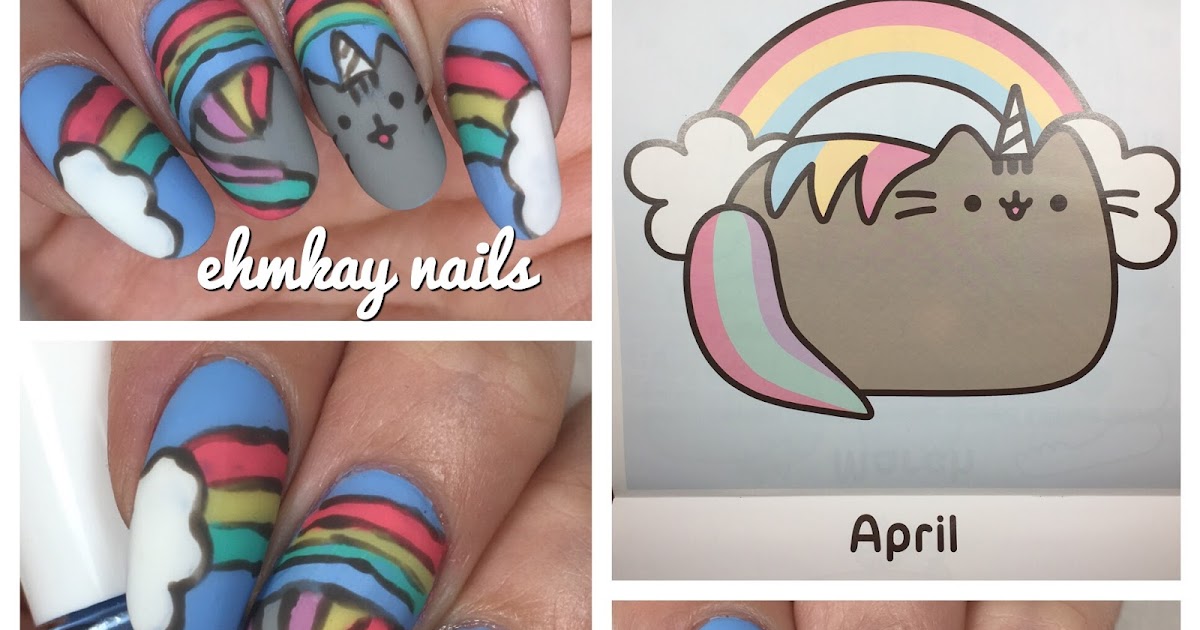 ehmkay nails: Pusheen Calender Series: April 2017 Pusheenicorn Nail Art