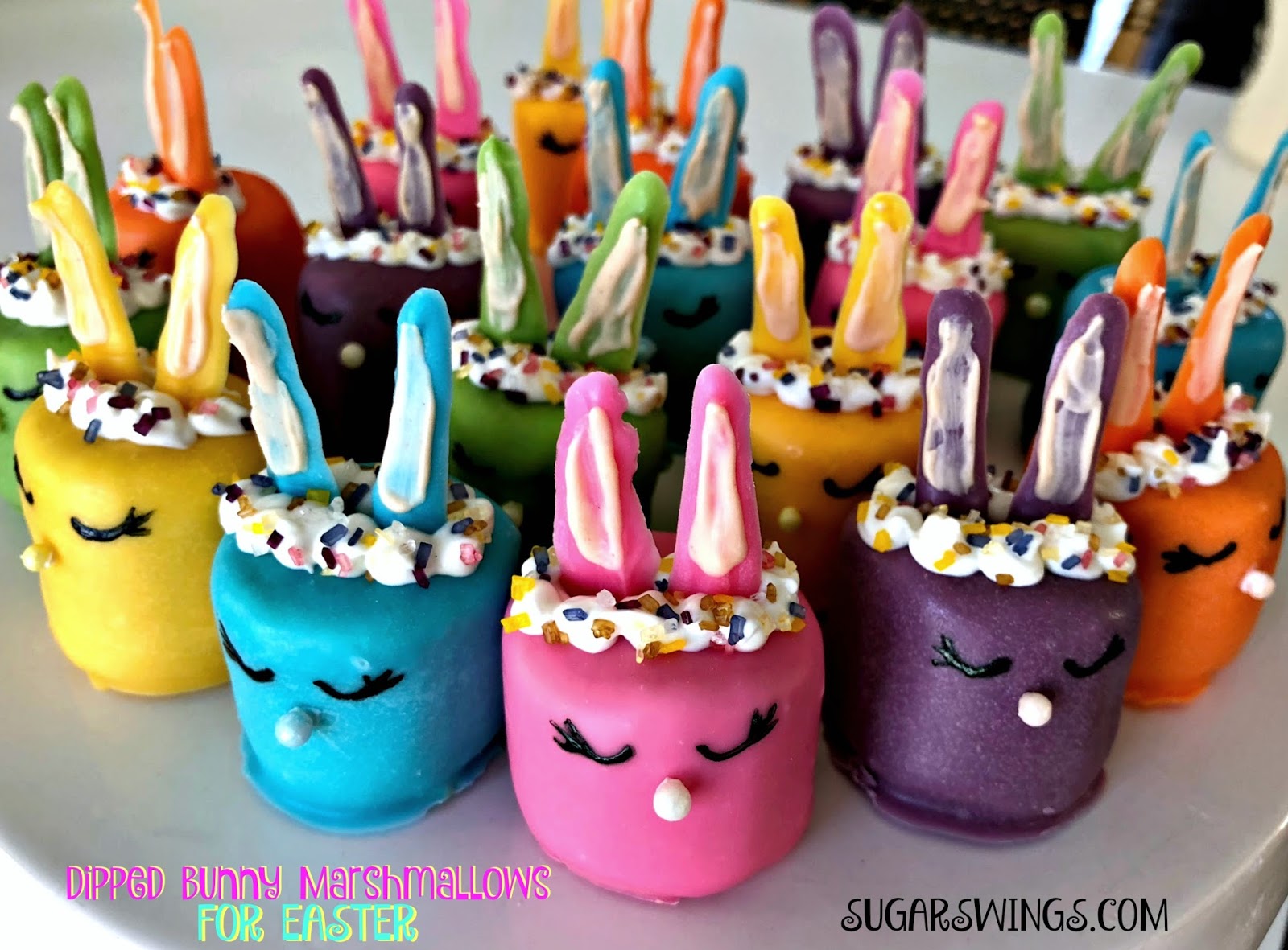 Sugar Swings! Serve Some: Candy Dipped Marshmallow Bunnies for Easter