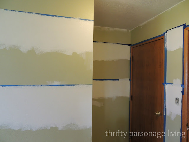 Thrifty Parsonage Living: PAINTING HORIZONTAL STRIPES ON WALLS (DIY)