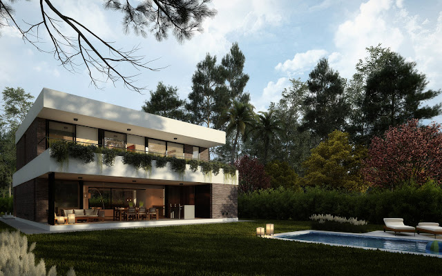 RENDERS - IMAGENES 3D: Renders: Casa L89 en Club de Campo Grand Bell.