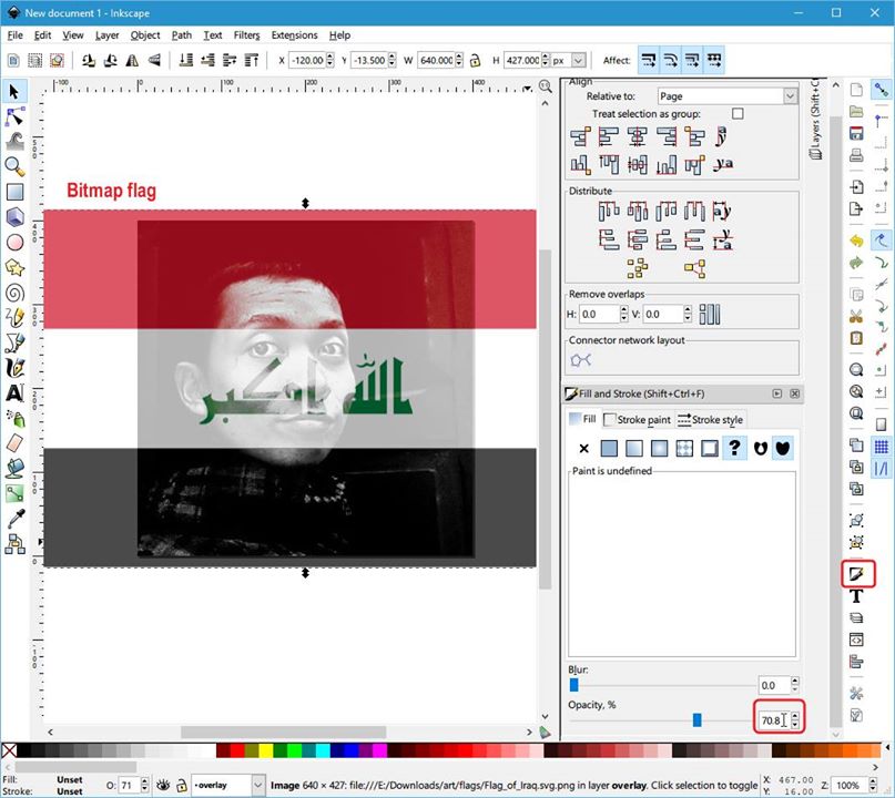 Inkscape: Make your own flag-overlaid profile pic