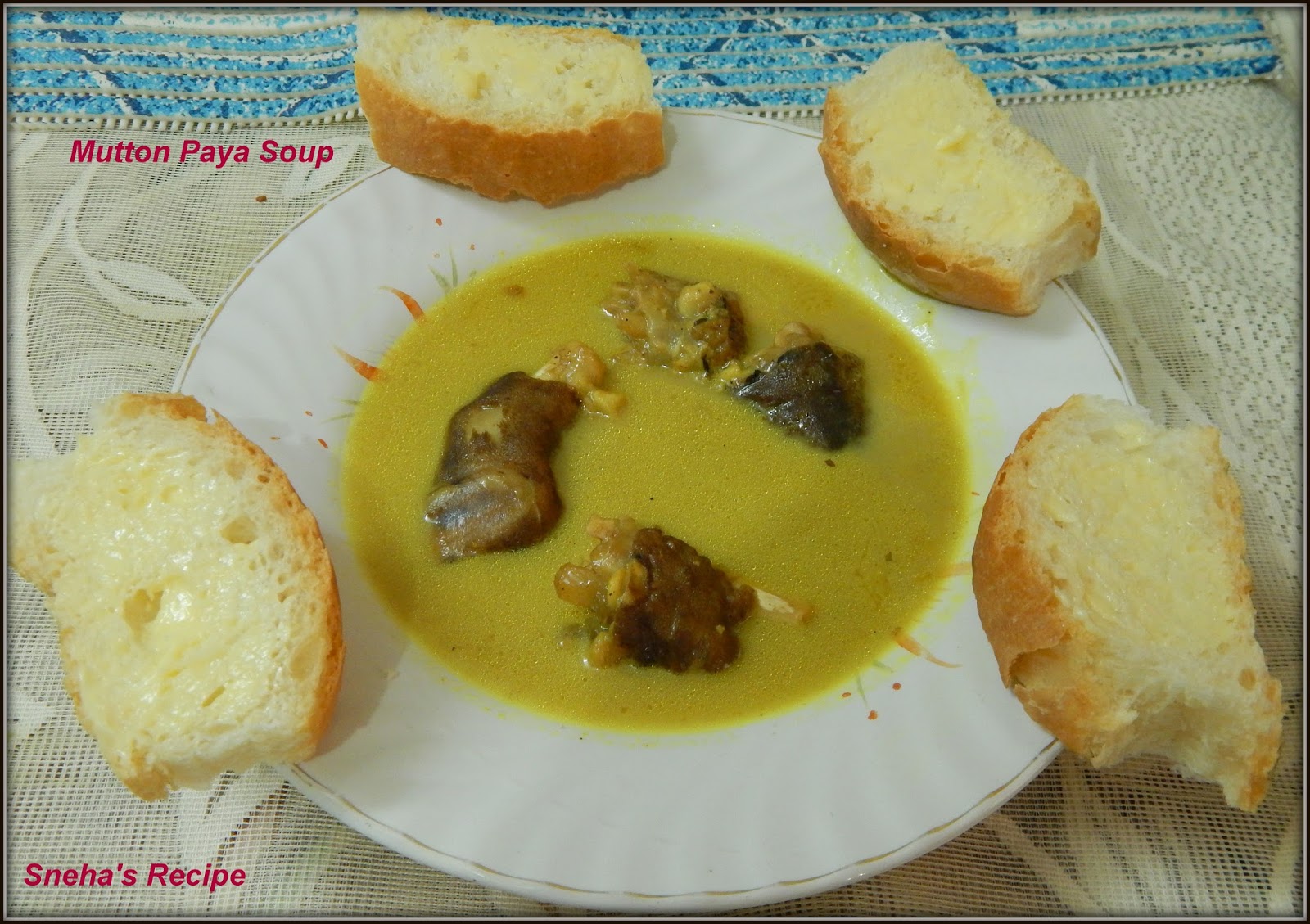 Mutton Paya Soup / Trotters / Goat Legs Soup #SoupSwappers - Sneha's Recipe