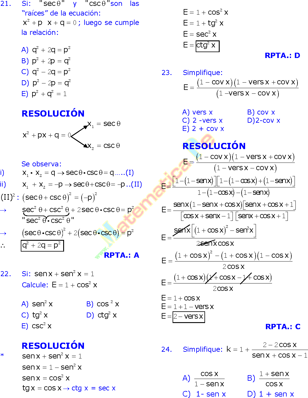 IDENTIDADES TRIGONOMÉTRICAS PROBLEMAS RESUELTOS PDF IDENTIDADES TRIGONOMÉTRICAS PROBLEMAS RESUELTOS PDF