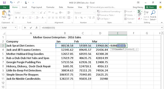 Use Autosum in Excel 2016 | Excel 2016
