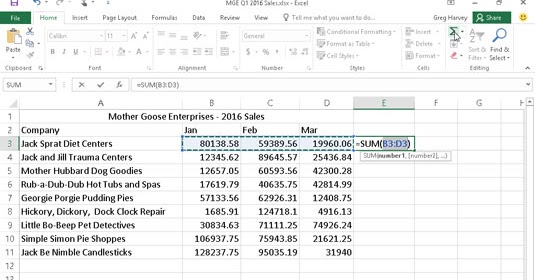 Use Autosum in Excel 2016 | Excel 2016